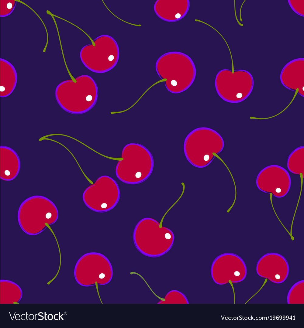Seamless pattern cherry dark Royalty Free Vector Image