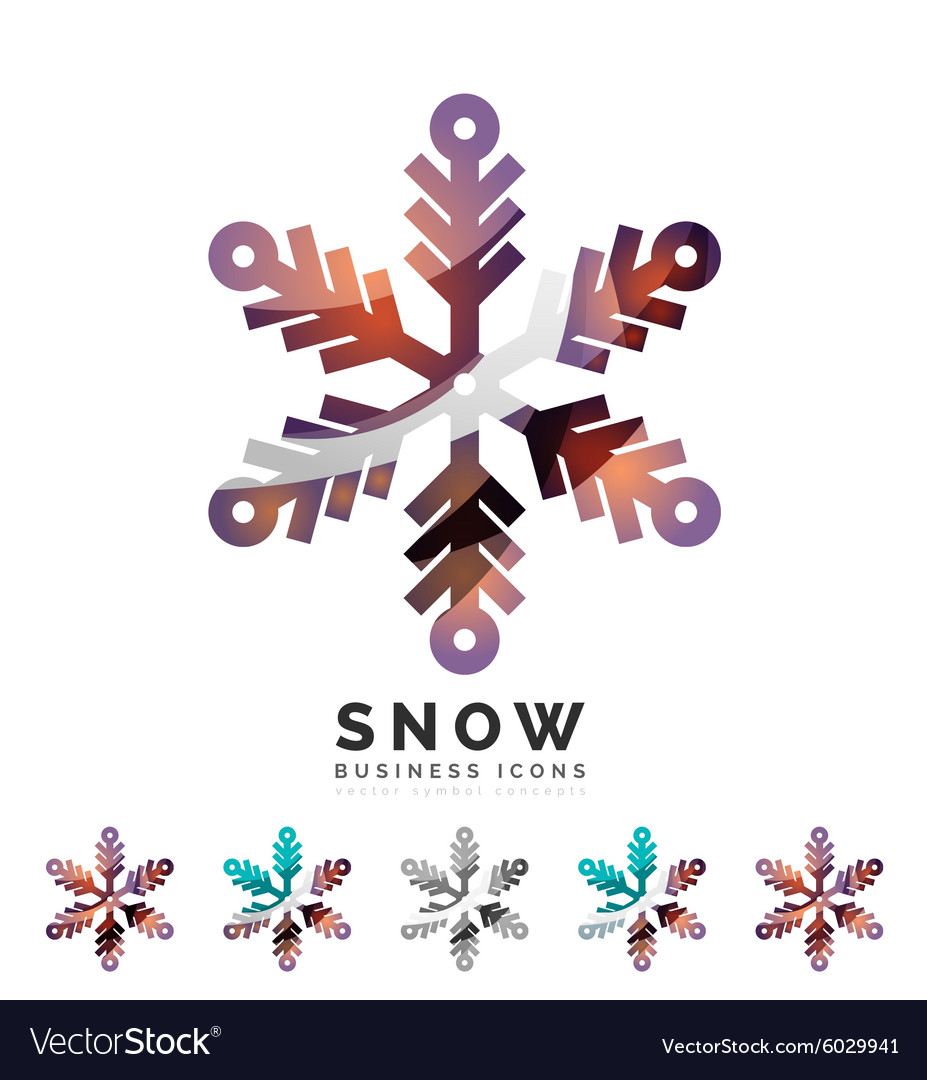 Set of abstract colorful snowflake logo icons Vector Image