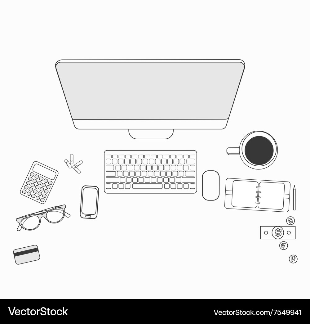 Set of flat design for desktop line icons Vector Image
