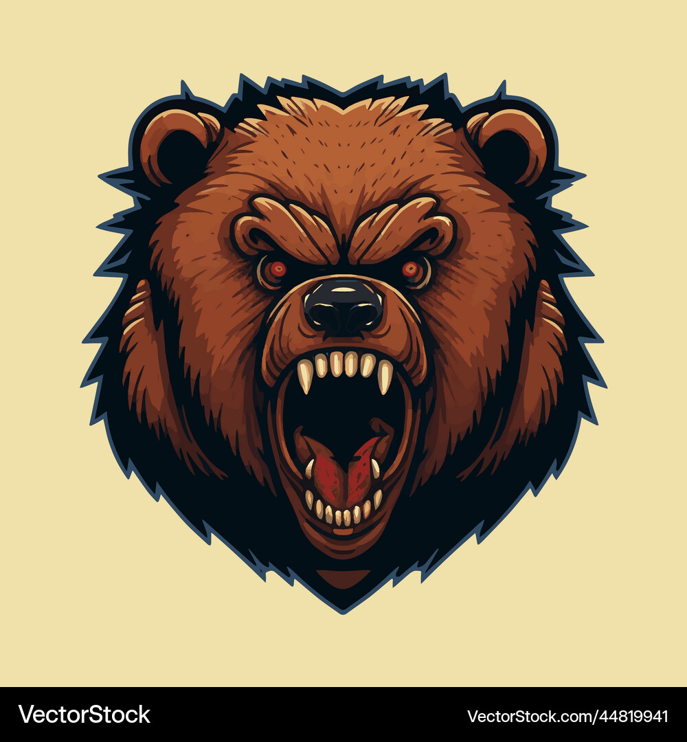 Wild bear head logo concept for mascot icon Vector Image