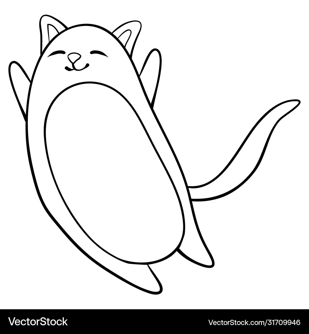 A children coloring bookpage jumping cat image Vector Image