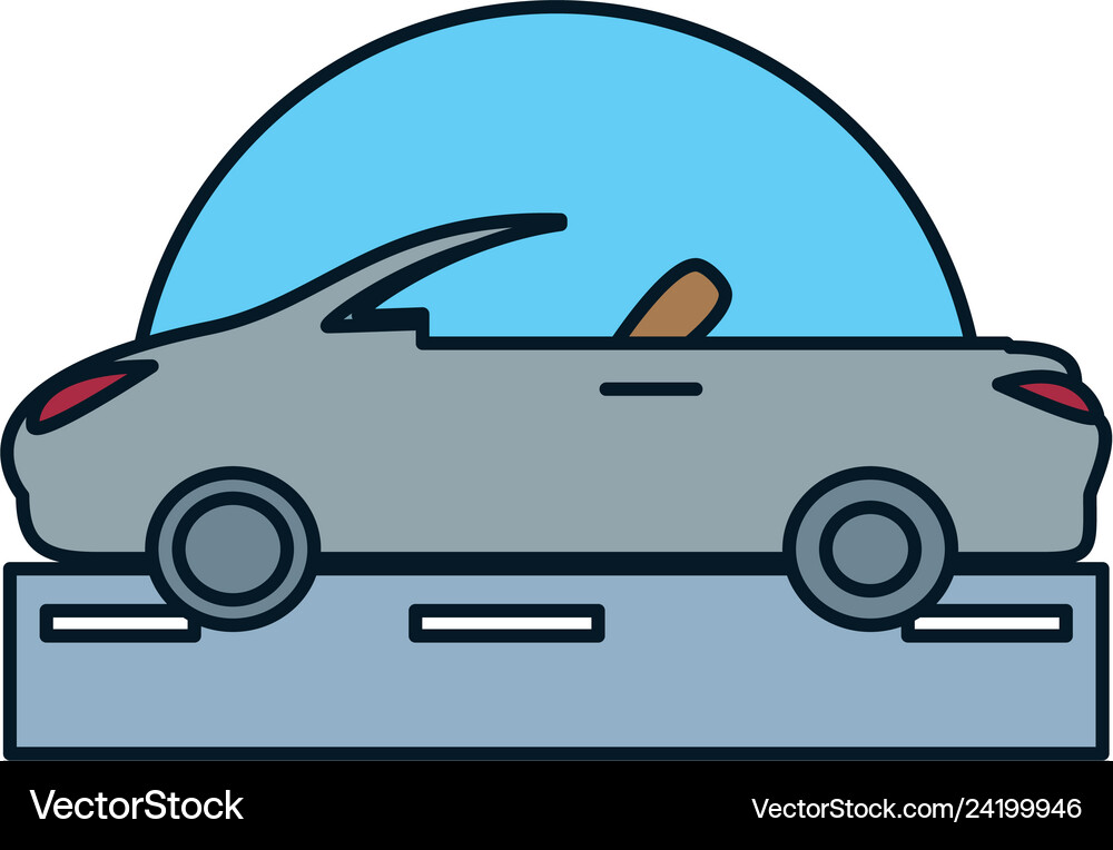 Car convertible in road isolated icon Royalty Free Vector