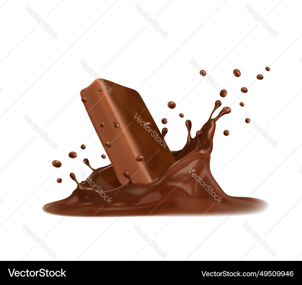 Chocolate bar with corona splash choco milk cream Vector Image