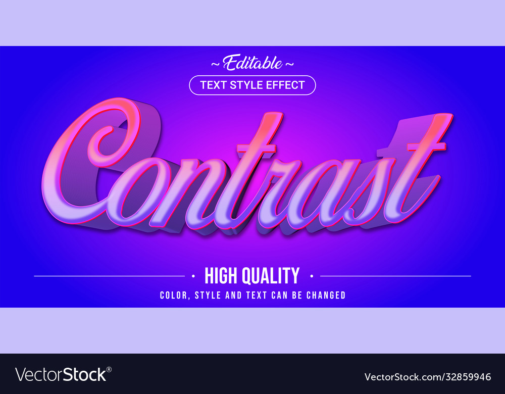 Editable text style effect - contrast theme Vector Image