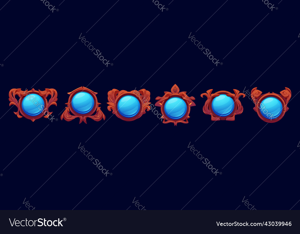 Game Level Or Avatar Frames Ui Icons Buttons Set Vector Image