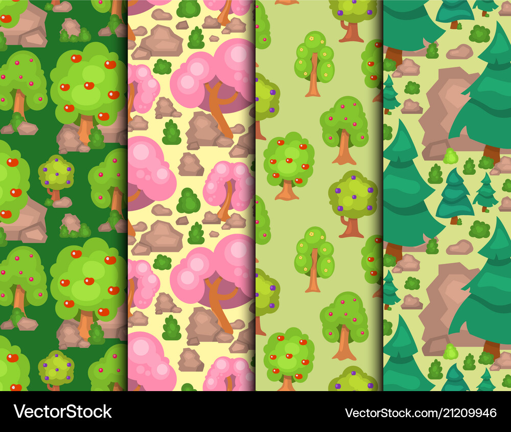 Garden trees flowers grass game park Royalty Free Vector