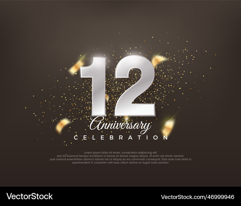 Silver metallic number 12th luxurious and elegant Vector Image