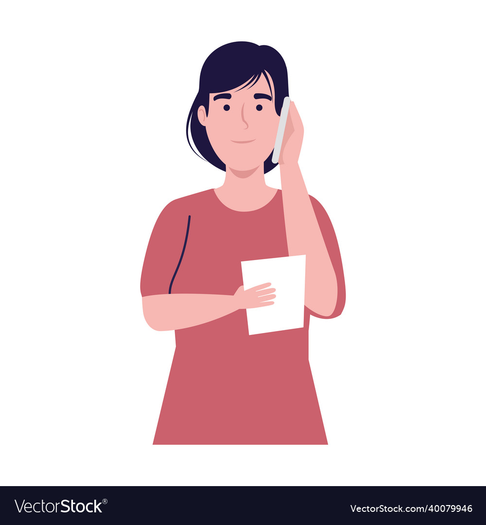 Smiling Woman Talking Phone Royalty Free Vector Image