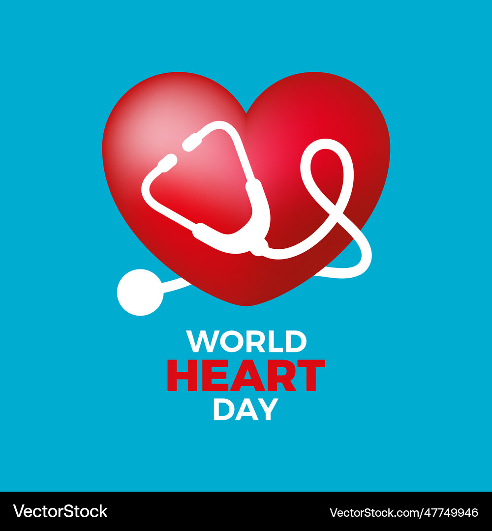 World heart day poster with red shape icon Vector Image