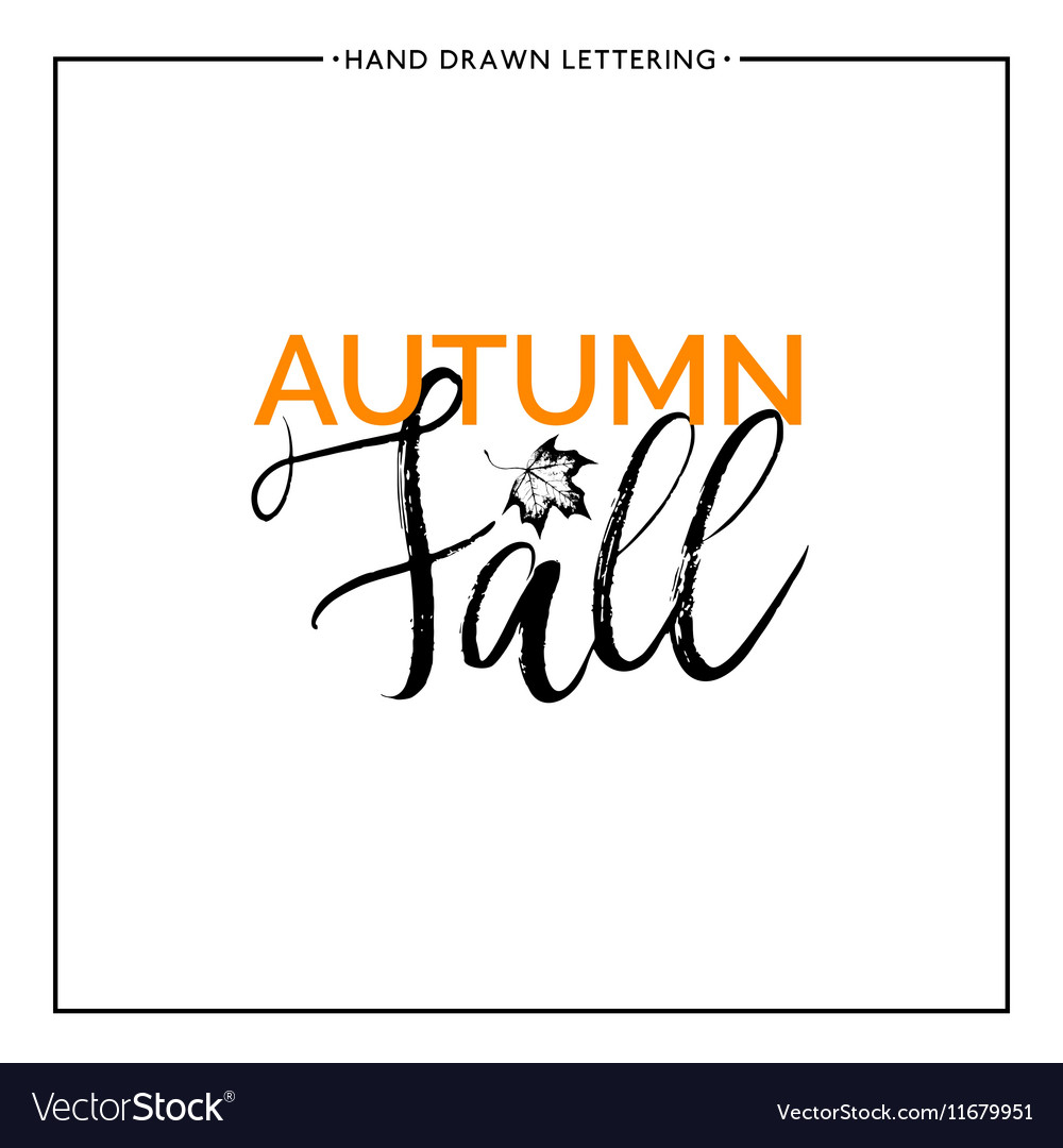 Autumn fall lettering with leaf maple Royalty Free Vector