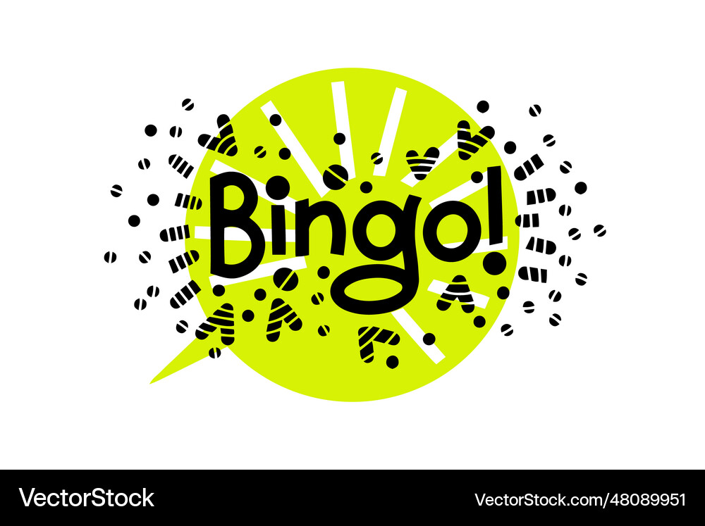 Bingo bold hand lettering on yellow speech bubble Vector Image