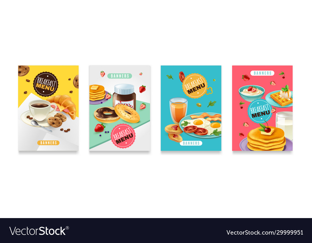 Breakfast menu poster set Royalty Free Vector Image