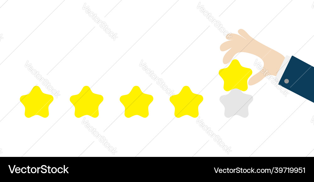 Businessman hands pointing five star rating Vector Image