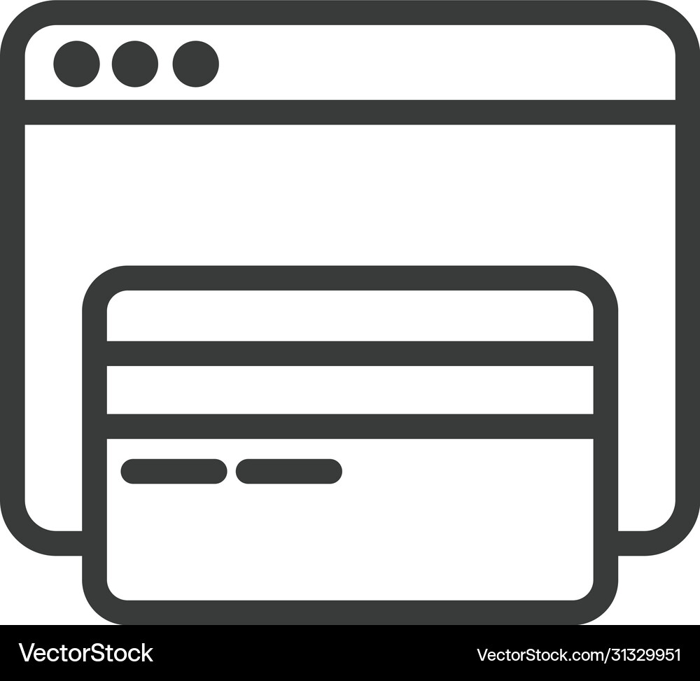 Credit card in webpage template line style Vector Image