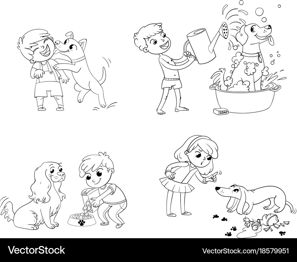 Dog training funny cartoon character Royalty Free Vector