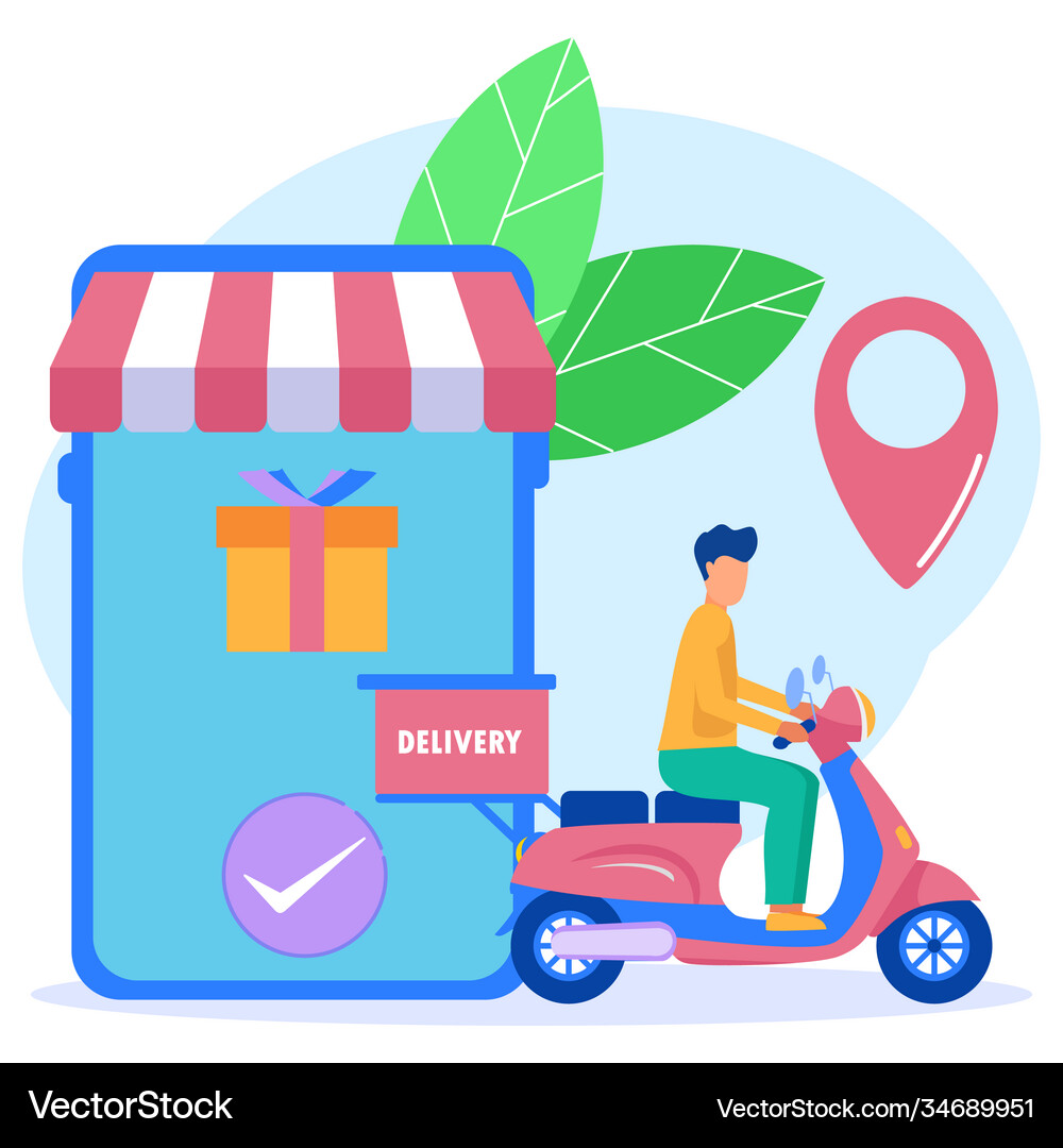 Graphic cartoon character delivery Royalty Free Vector Image