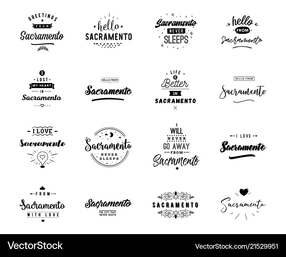 Greeting cards design isolated logos typography Vector Image