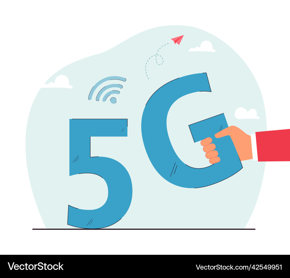 Hand holding 5g telecommunication symbol Vector Image