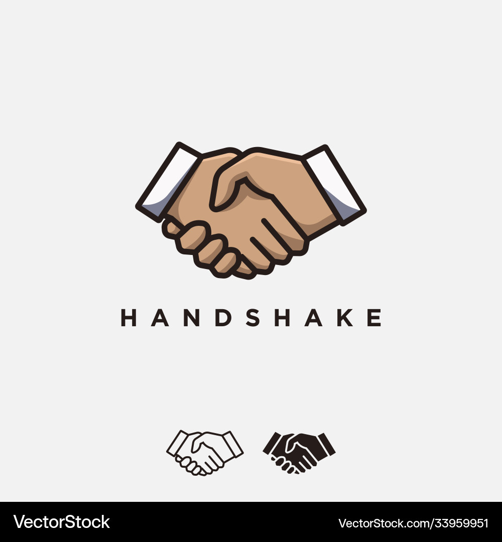 Handshake logo confirmed deal agreement Royalty Free Vector