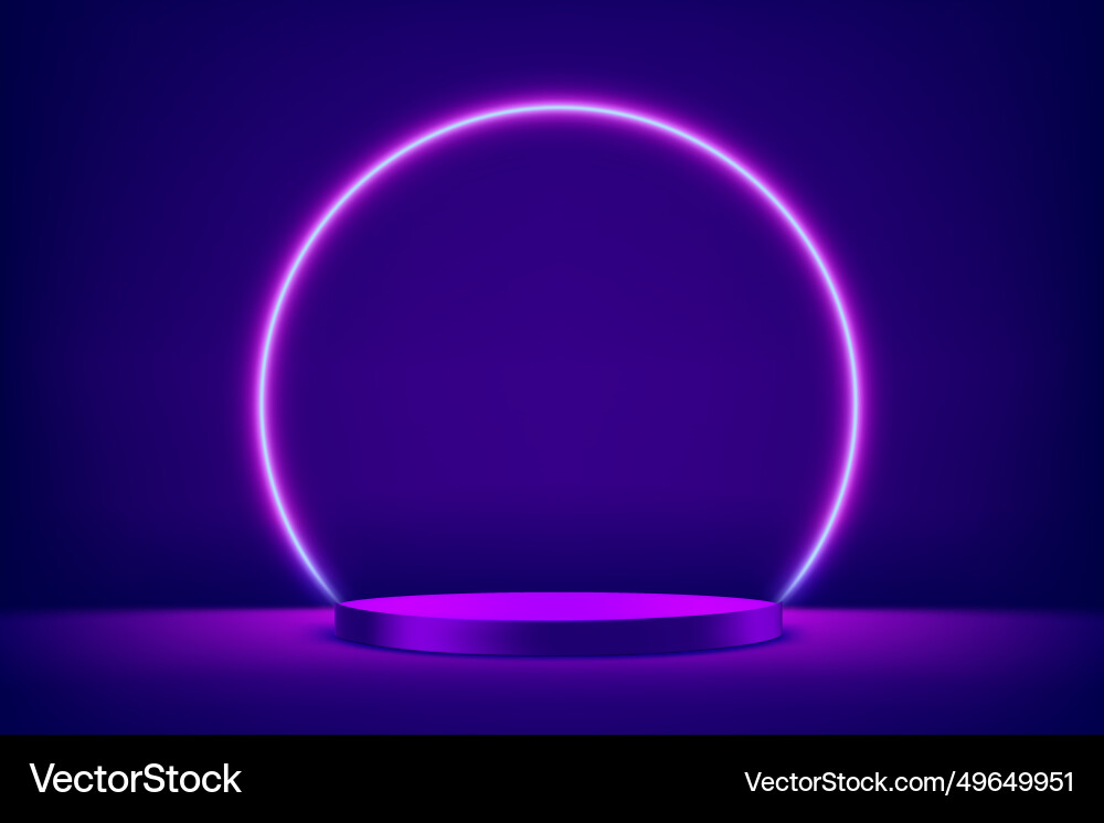 Illuminated stage with vivid neon lighting 3d Vector Image