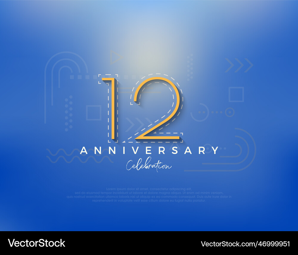 Line art number design for 12th anniversary Vector Image
