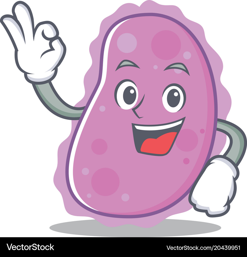 Okay bacteria character cartoon style Royalty Free Vector