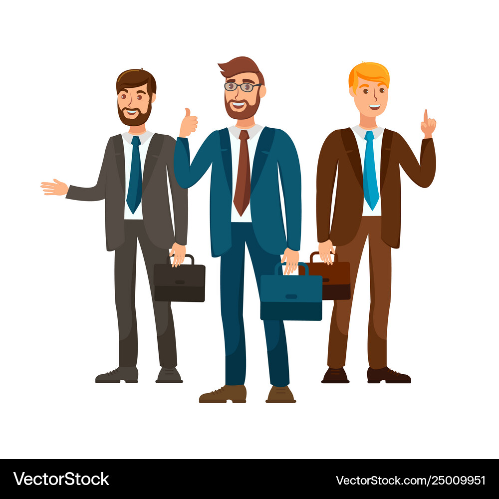 Professional business team flat color Royalty Free Vector