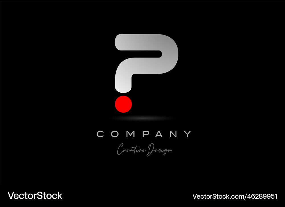 Red grey p alphabet letter logo icon design Vector Image