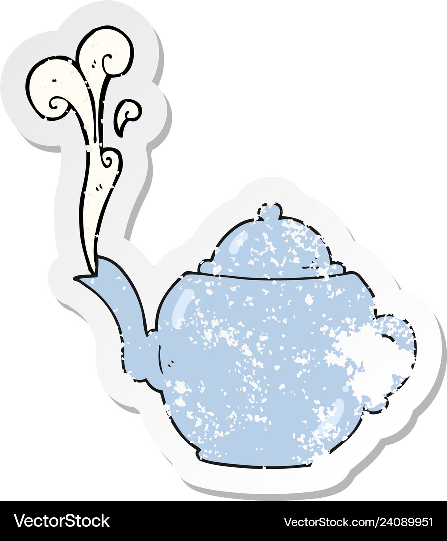 Retro distressed sticker a cartoon teapot Vector Image