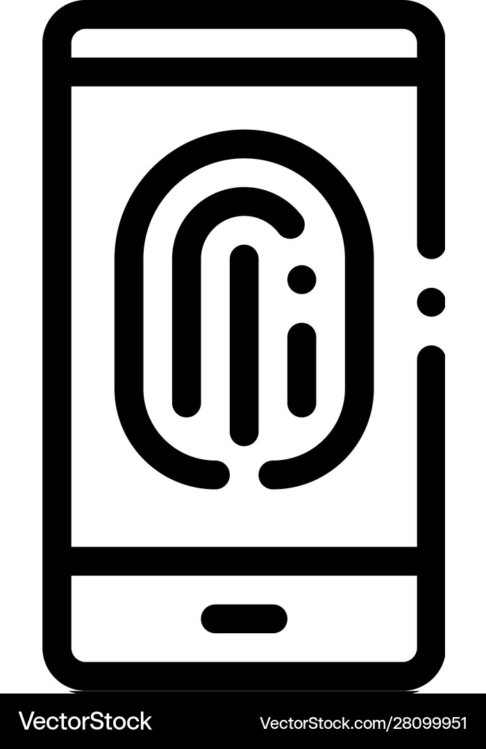 Scan fingerprint in phone icon outline Royalty Free Vector