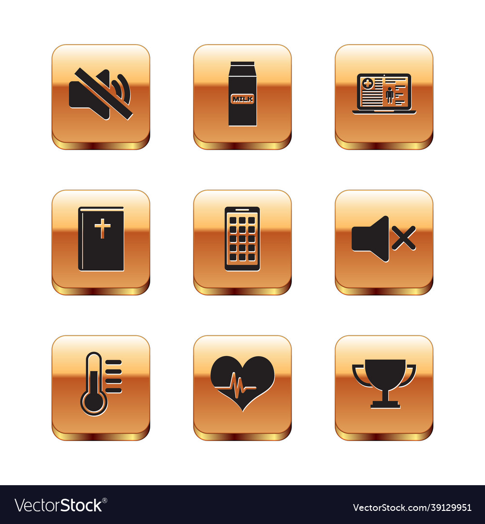 Set speaker mute thermometer heart rate mobile Vector Image Set speaker mute thermometer heart rate mobile Vector Image