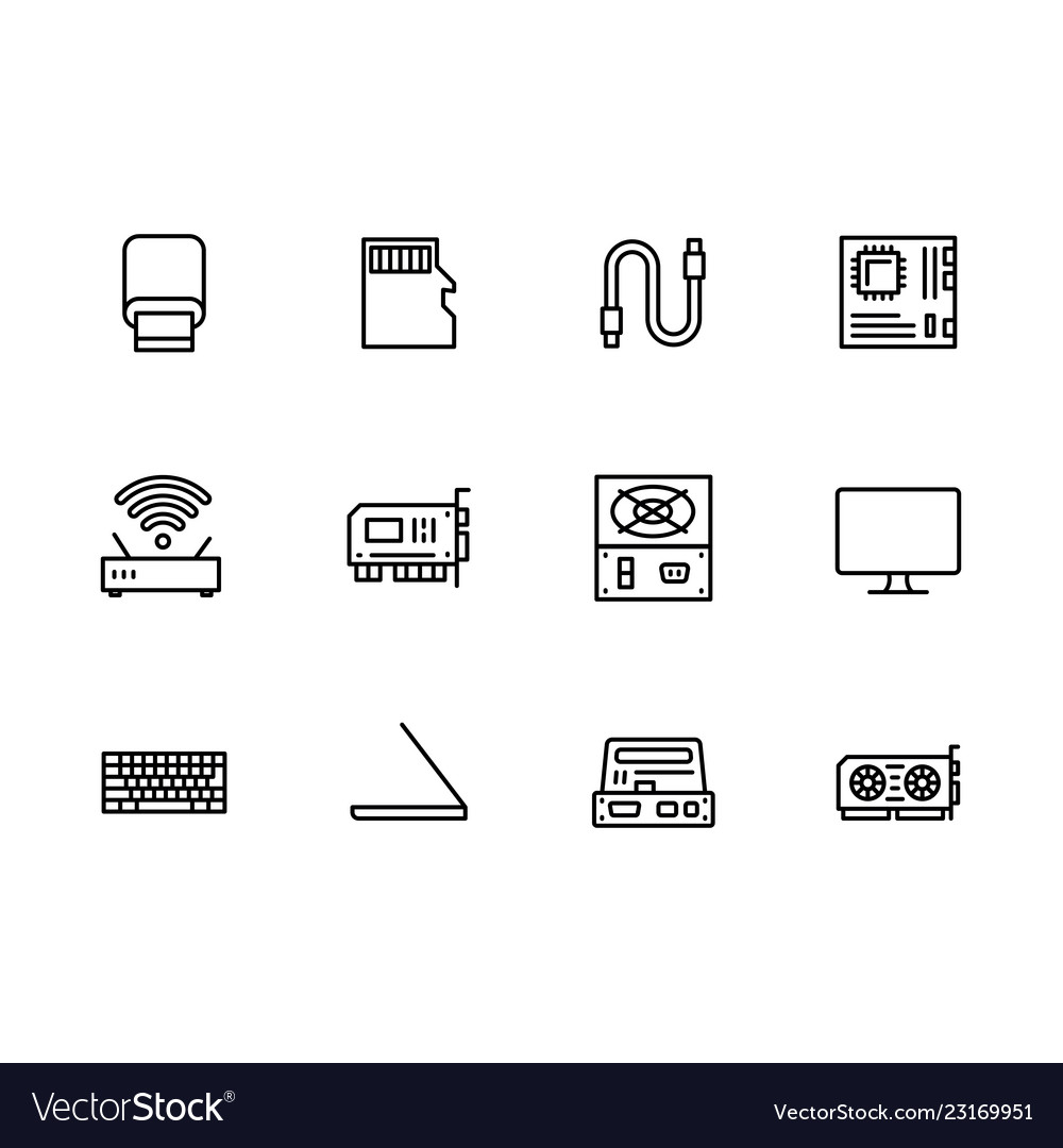 Simple set symbols computer hardware and Vector Image