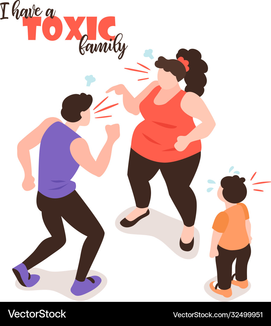 Toxic family isometric background Royalty Free Vector Image