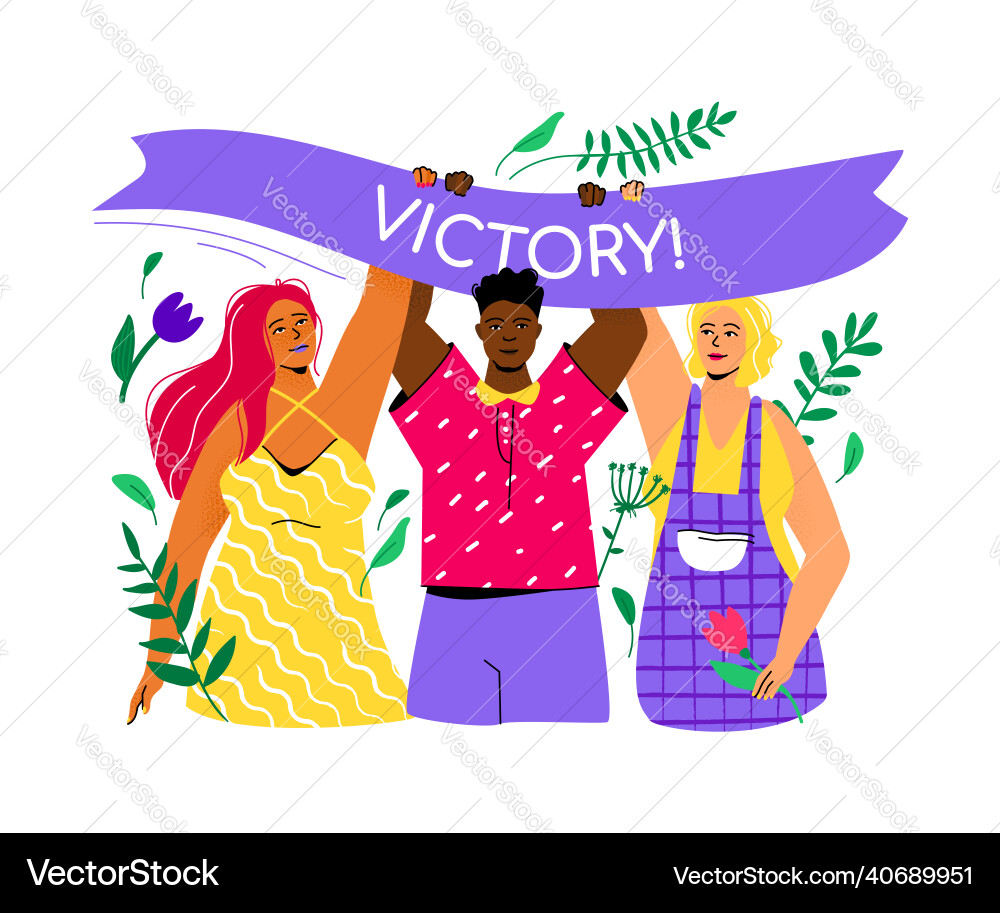 Victory over virus - colorful flat design style Vector Image