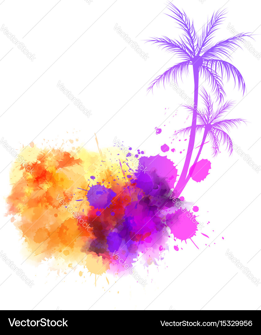 Abstract painted splash shape with silhouettes Vector Image