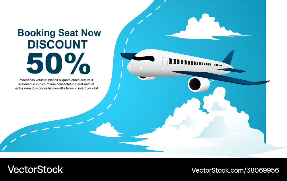 Airplane discount banner ad223 Royalty Free Vector Image