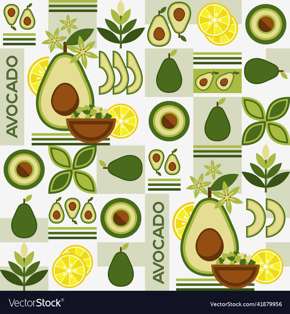 Background with avocado lemon geometric shapes Vector Image