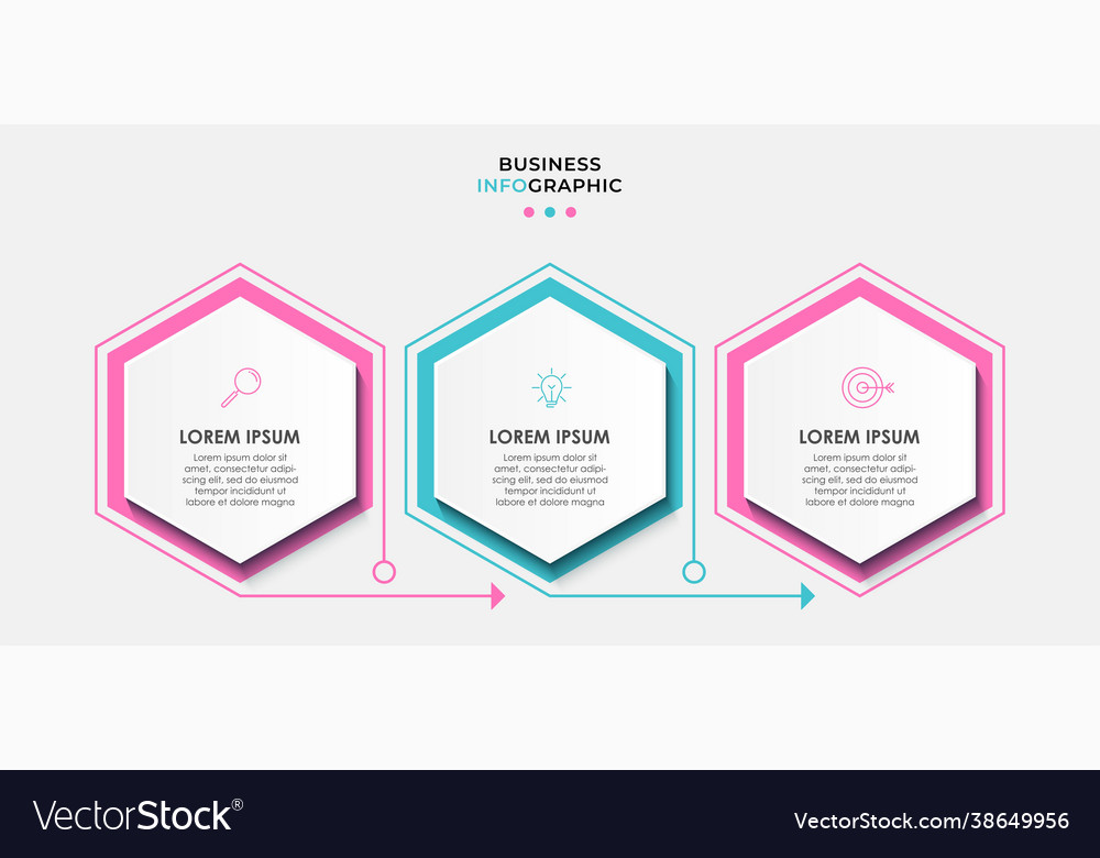 Business infographics presentation with 3 steps Vector Image