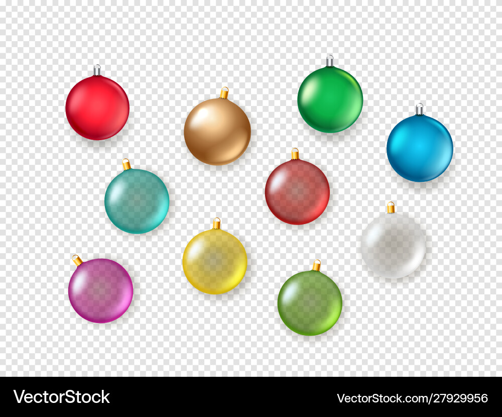 Christmas baubles on transparent background Vector Image