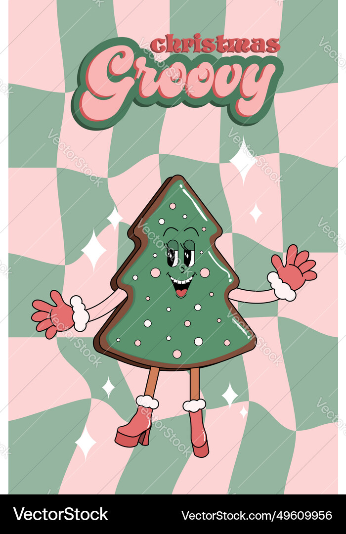 Comic funky character in trendy groovy Royalty Free Vector