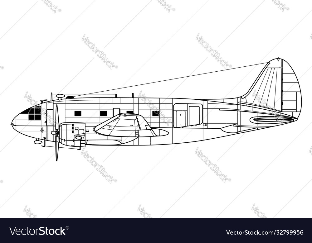 Curtiss-wright c-46 commando Royalty Free Vector Image