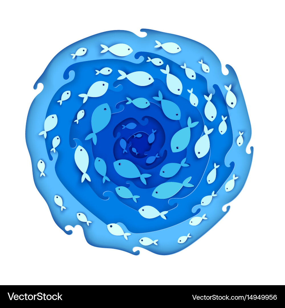 Fish swim in sea Royalty Free Vector Image - VectorStock