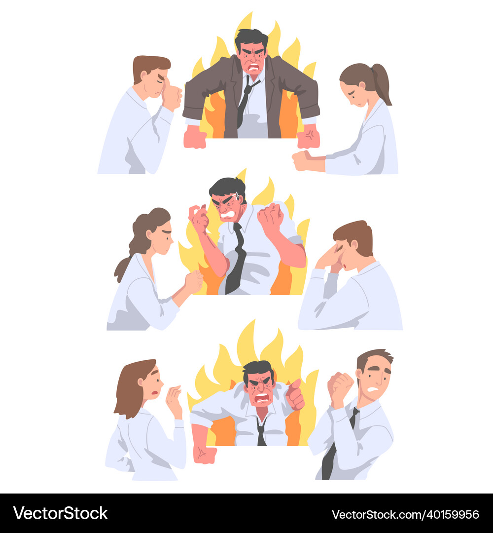 Furious chief screaming and yelling in anger Vector Image