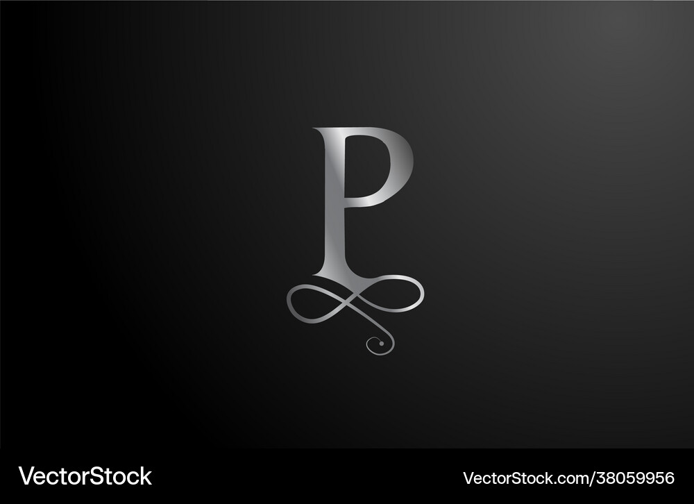 Grey p elegant monogram alphabet letter icon logo Vector Image