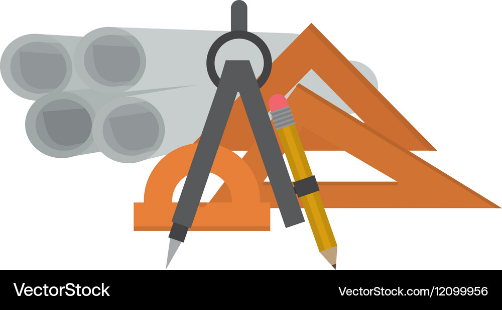 Isolated plans and ruler of construction design Vector Image