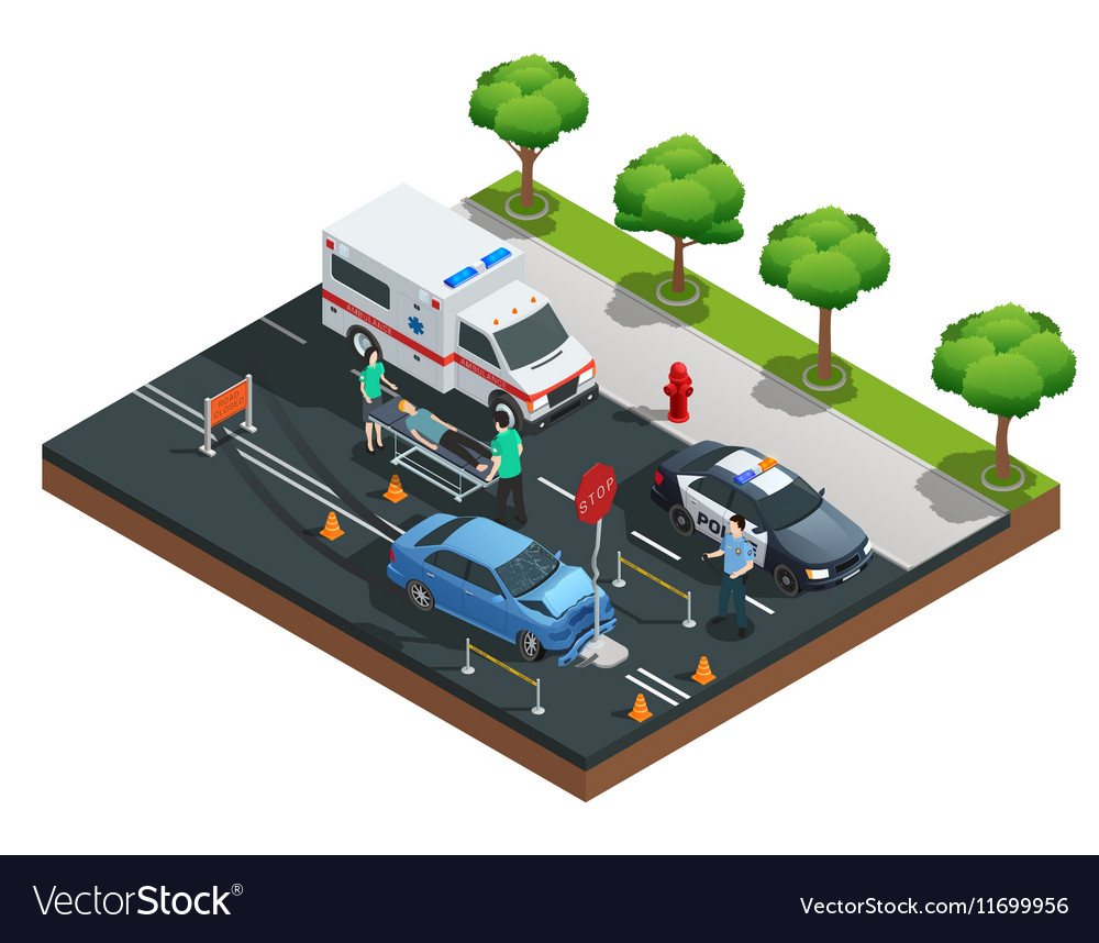 Isometric Car Accidents Composition Royalty Free Vector Isometric Car Accidents Composition Royalty Free Vector