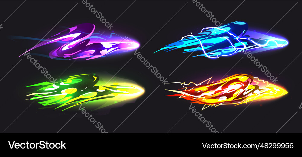 Magic spell game vfx light trail in neon green Vector Image