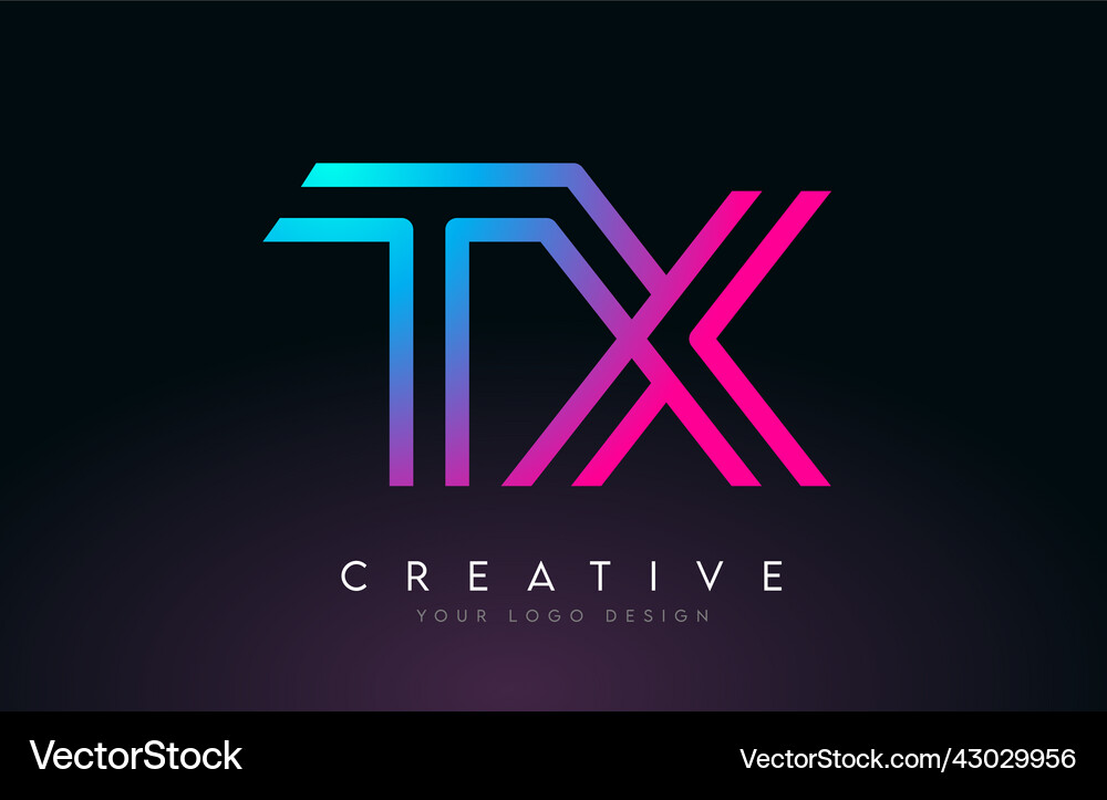 Monogram lines tx t x letter logo design creative Vector Image