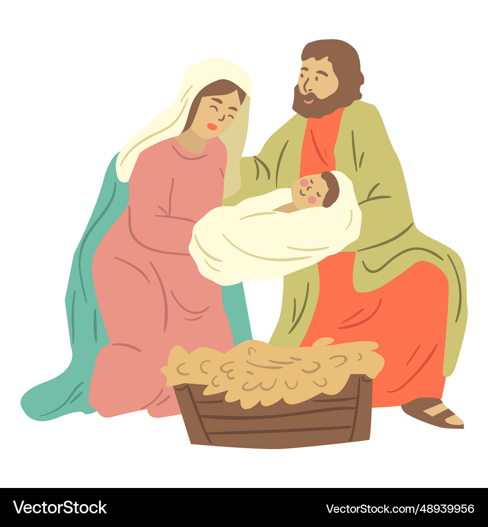Nativity holy family Royalty Free Vector Image