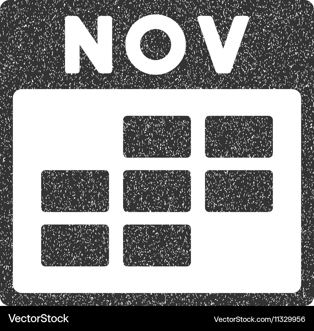 November calendar grid grainy texture icon Vector Image